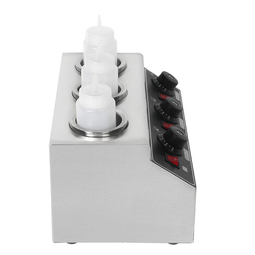 Electric Food Sauce Warmer Heater,Jam Heat Preservation Machine, Multifunction Topping Fondue Warmer, Cheese Dispenser with 3 Squeeze Sauce Bottles 240W