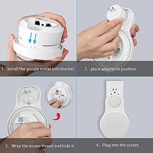 Koroao Outlet Wall Mount Holder for Google WiFi [2020 Model] - No Tools Required and No Cord Clutter Easy Moved Holder Bracket Compatible with for Google Mesh WiFi Route(2-Pack)