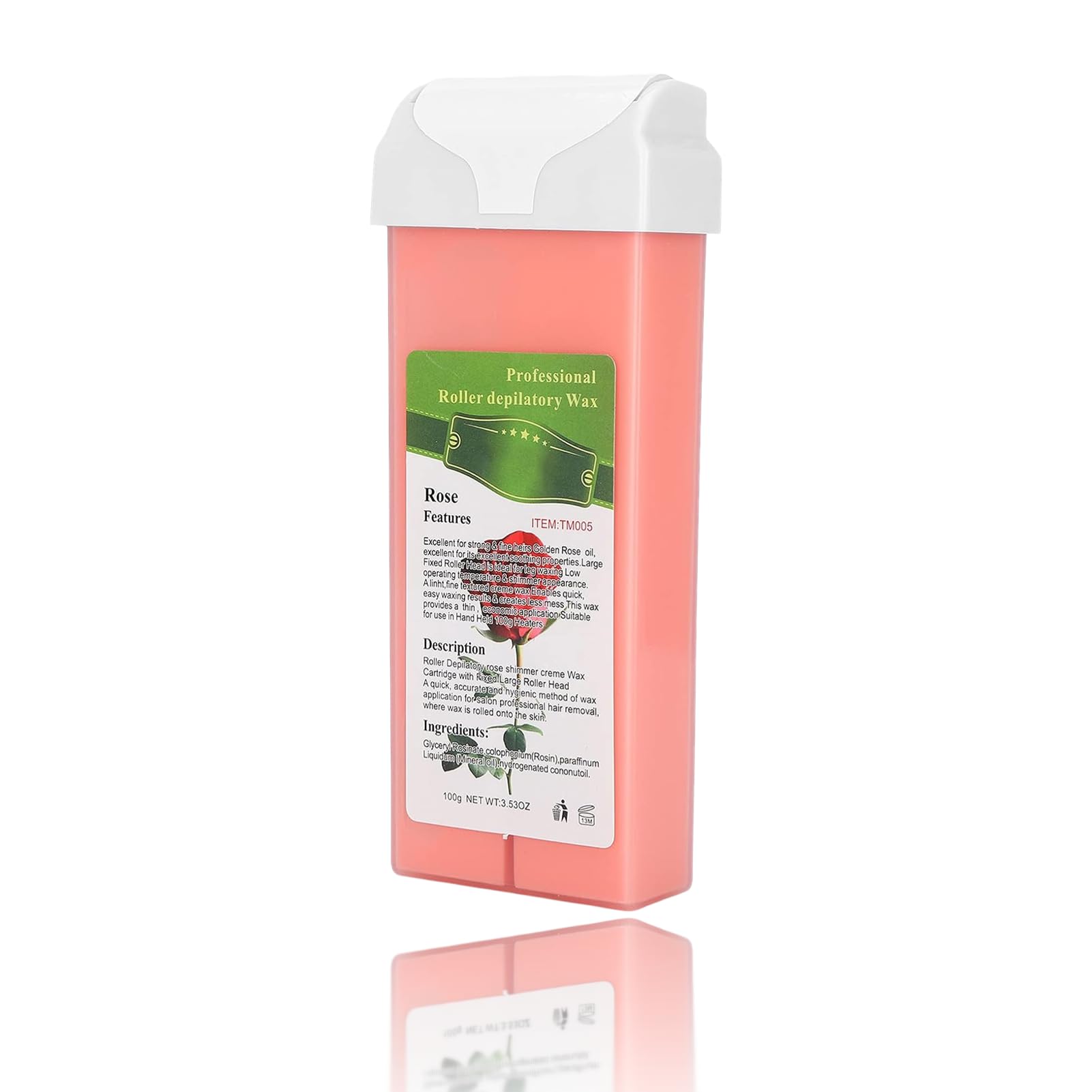 Roll-On Wax Cartridge for Hair Removal 100g Roller Depilatory Wax for Body Legs Arms Armpit Bikini Hair Removal Professional or Home Uses(Rose)