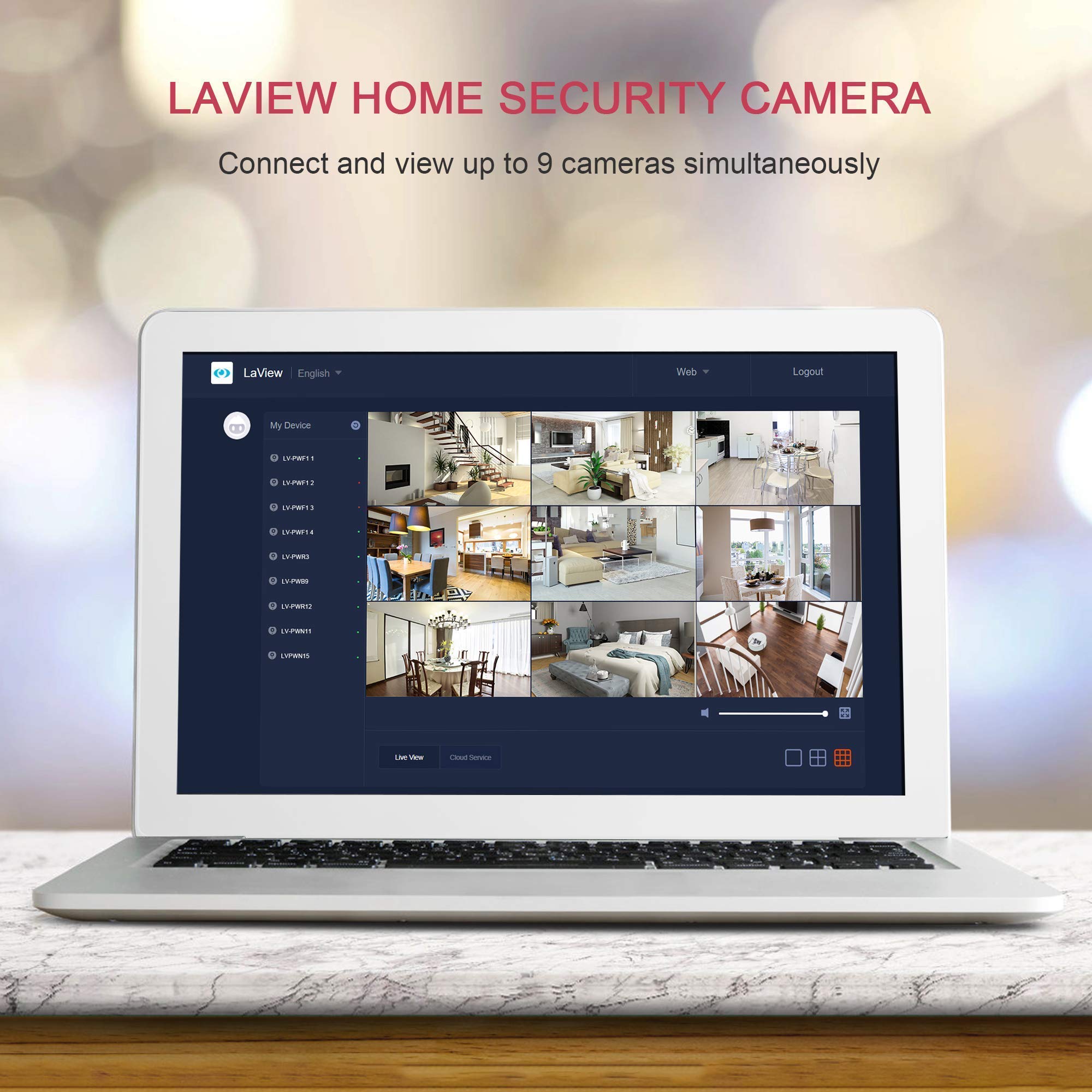 LaView Security Cameras for Home + 2X 32GB SD Cards,PT Home Security Camera System with Motion Detection,Two-Way Audio,Night Vision,Indoor WiFi Camera for Baby/pet,Alexa,USA Cloud Service