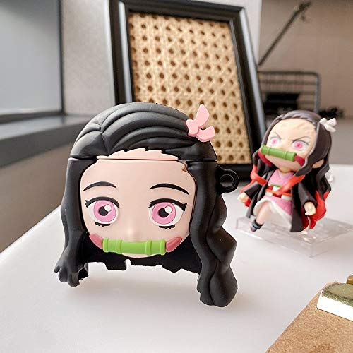 VARWANEO Anime Cartoon Demon Slayer Beautiful Girl 3D Case for AirPods 1 2 Pro Charging Box Soft Silicone Wireless Bluetooth Earphone Protective Cover (for AirPods Pro)
