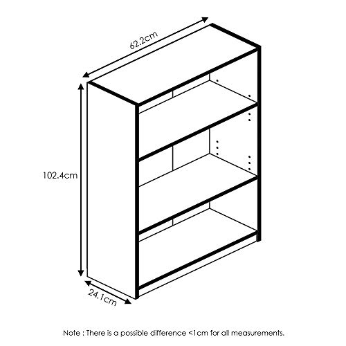Furinno 5-Cube Open Shelf, White & Jaya Simple Home 3-Tier Adjustable Shelf Bookcase, White