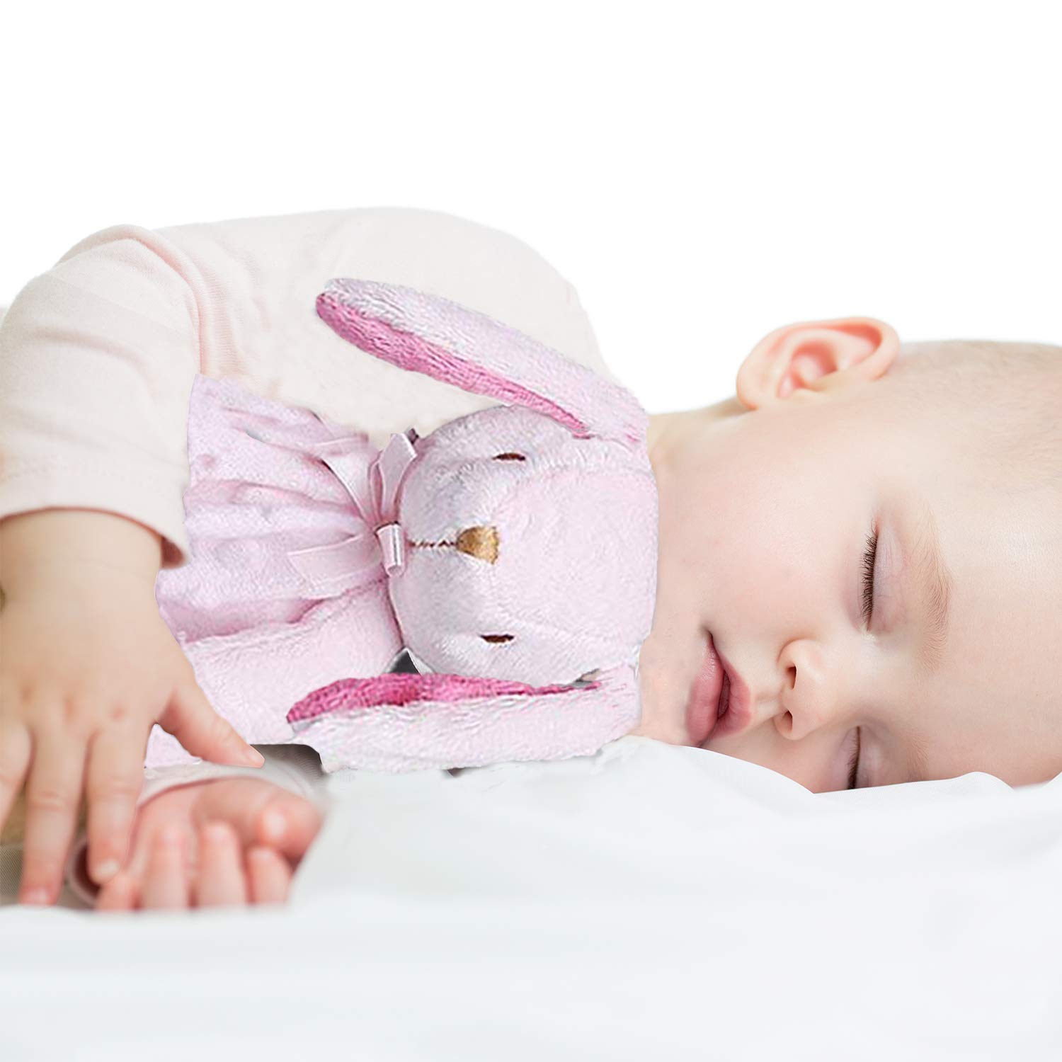 Pro Goleem Bunny Lovey and MInky Dot Baby Blanket with Satin Backing Pink