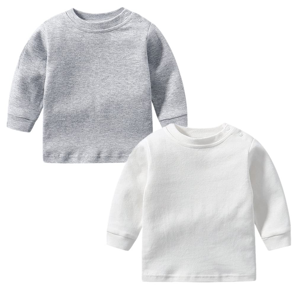 AdaliaFaye Unisex baby and Toddler Boys Girls'Cotton Long Sleeve Basic round neck solid sweatshirt Tee Shirts