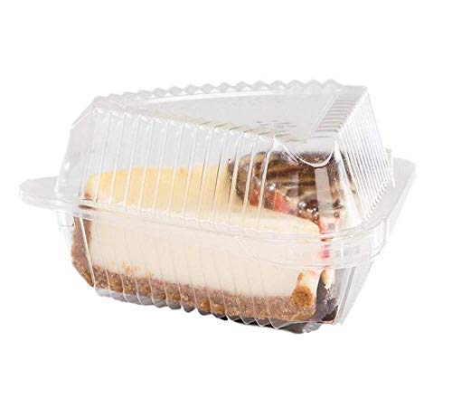 50 Pack Cheesecake Containers,Clear plastic Hinged Cake Slice Container 4 inch x 3 inch