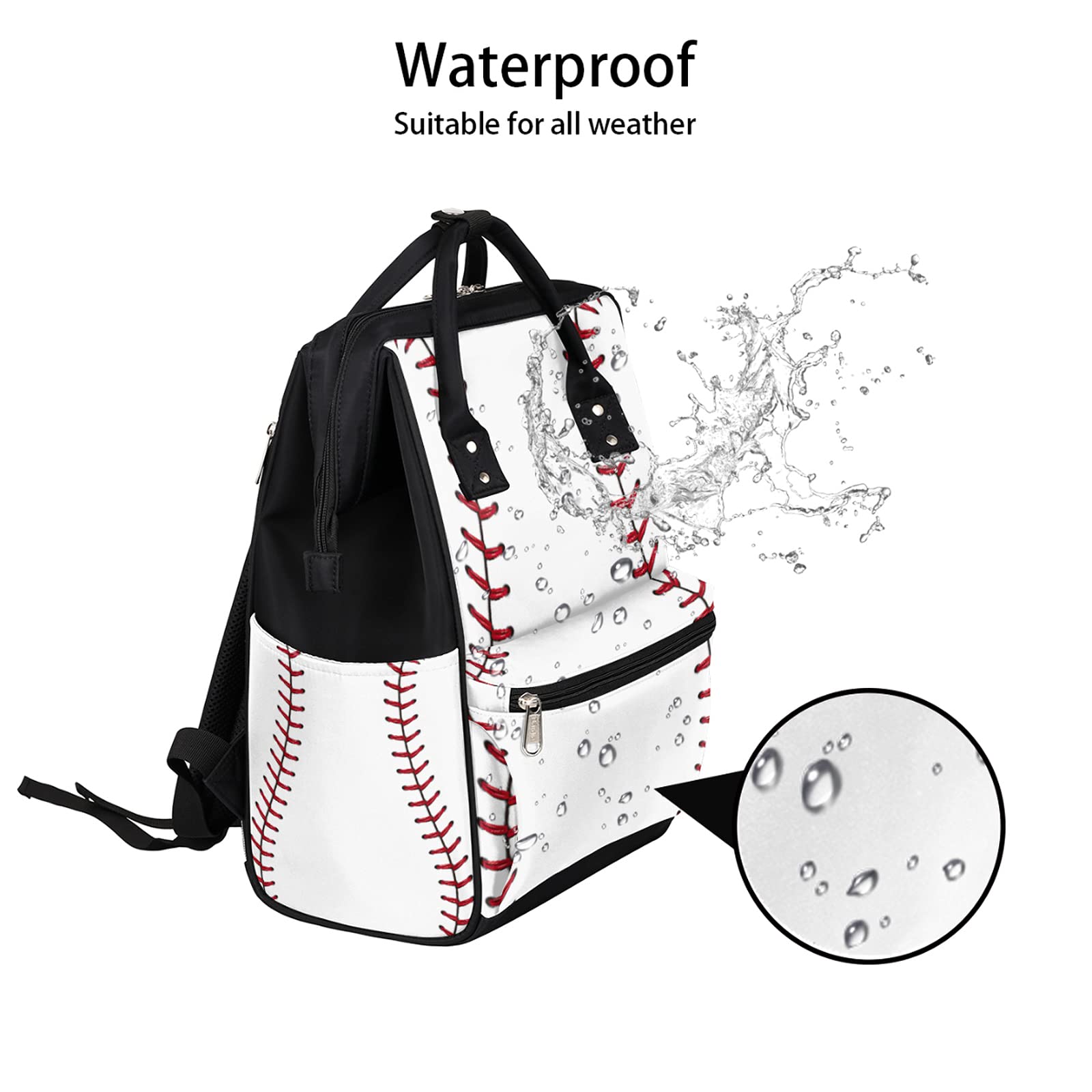 Diaper Bag Baseball Backpack, Large Capacity Baby Bag Maternity Backpack Nappy Bags, Multifunction Waterproof Diaper Bags Casual Travel Daypack for Mom Dad