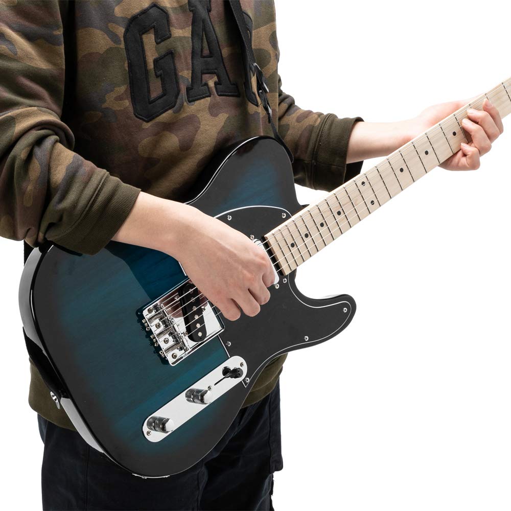 39 Inch Electric Guitar,Maple Fingerboard Electric Guitar SS Pickup Case & Accessories Pack Beginner Starter Package Beginner Kit for Starter (Blue)