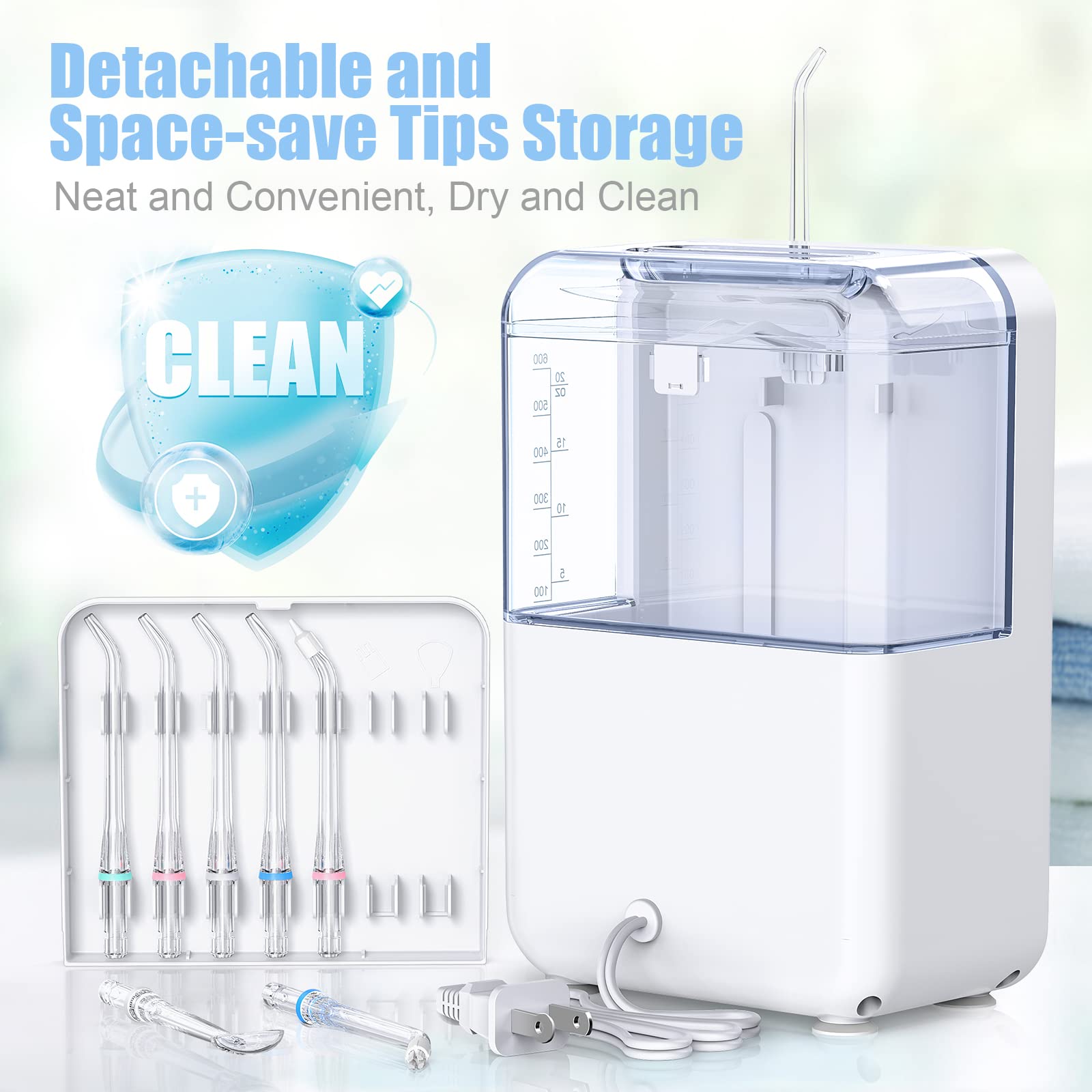 Water Flosser Picks for Teeth Cleaning, 3 Flossing Modes & 10 Pressures Professional Electric Water Flossers for Teeth, Braces, Gums, Kids, Adults, 7 Water Jet Tips Included for Multiple Dental Care
