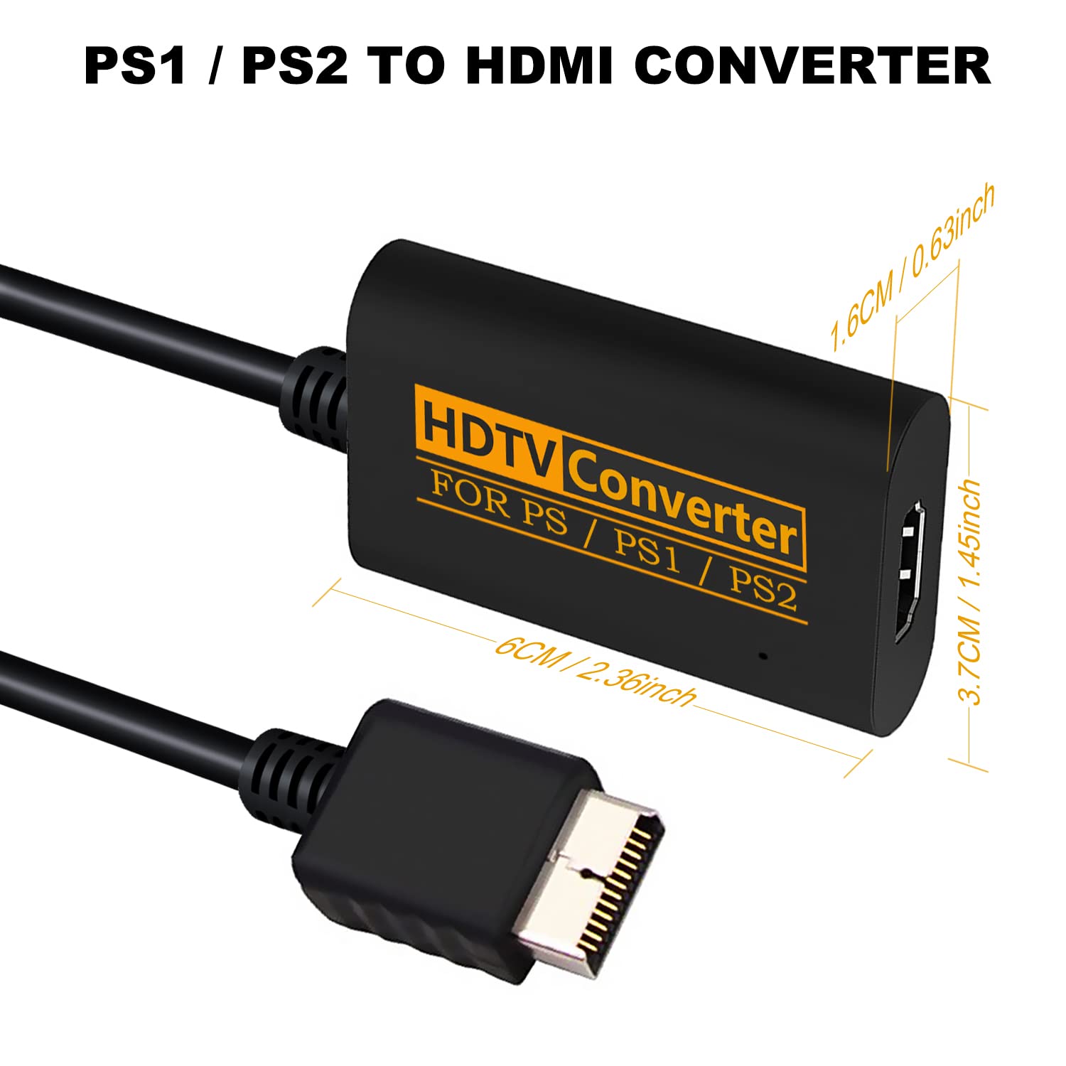 [RGB Signal Output] PS2 to HDMI Adapter, Jadebones HD HDMI Cable, PS1/PS2 to HDMI Converter for Playstation 1 & Playstation 2 Console