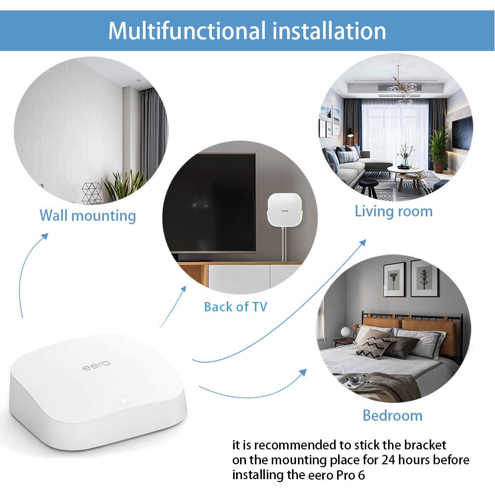 Wall Mount for eero Pro 6, Adhesive Holder for Mounting eero Pro 6 Tri-Band mesh Wi-Fi 6 Without Drilling (Strongly Adhesive, 2 Pack)