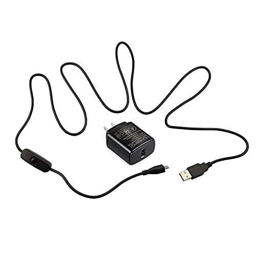 5V3A Power Supply by MakerSpot with Switch 2.5A 2A 1.5A 1A Fast Rapid Charge AC Adapter w/ 1.5m Extra Long On Off Power Switch Micro USB Cable for Raspberry Pi 3 Model B/B+ Plus (2 Pack)