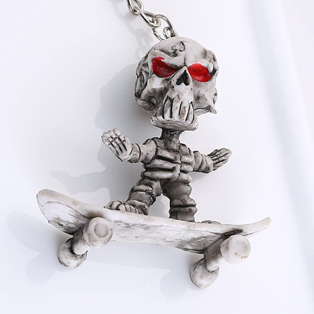 1 pc Halloween Skull Keychain Rubber Skeleton Hanging Pendant Fashion Skateboard Skull Handbag Car Keyring Decor