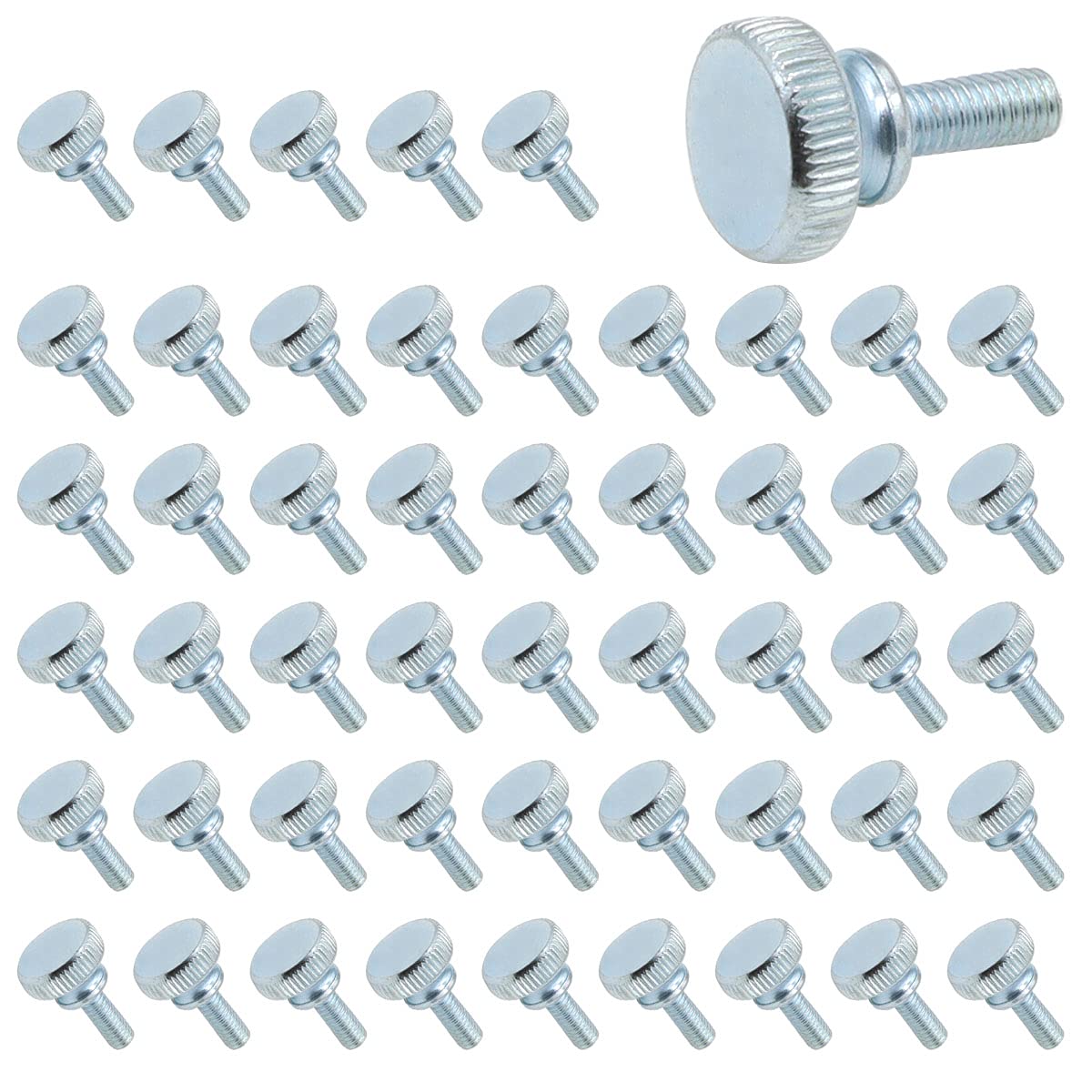 50 Pieces Flat Knurled Head Fully Threaded Thumb Screws Bolts Fastener, Thumbscrew Threaded Knurled Grip Knobs Thumb Screw (M4x10)