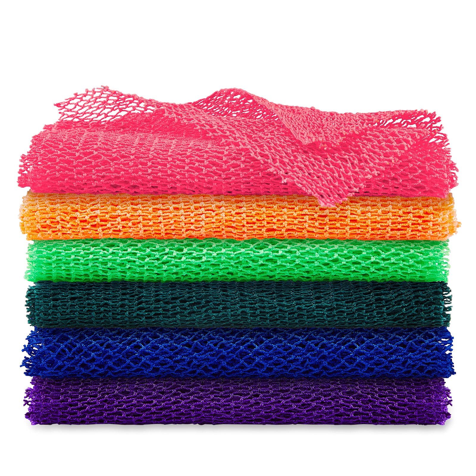 Shappy 6 Pieces African Net African Body Exfoliating Net Bath Sponge Exfoliating Shower Body Scrubber Back Scrubber Skin Smoother for Daily Use or Stocking Stuffer(Assorted Color)
