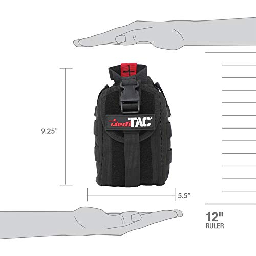 Meditac Premium Tactical Trauma IFAK Kit with Celox Hemostatic Granules, SOF Tourniquet and Pressure Bandage in Molle Pouch, Bleeding Control Kit (Black)