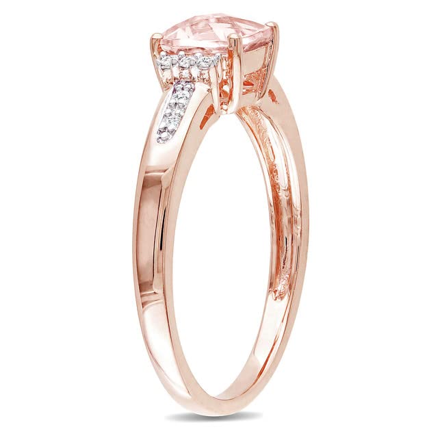 1.60 Carat Cushion Shape Simulated Pink Morganite and White Cubic Zirconia Solitaire Wedding Engagement Ring In 14K Rose Gold Plated 925 Sterling Silver Gift for Womens Ring Size-9
