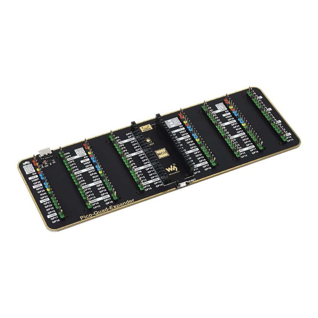 Coolwell Quad GPIO Expander for Raspberry Pi Pico Board with Four Sets of Male Headers for Directly Connecting Expansion Modules,USB Power Input Connector