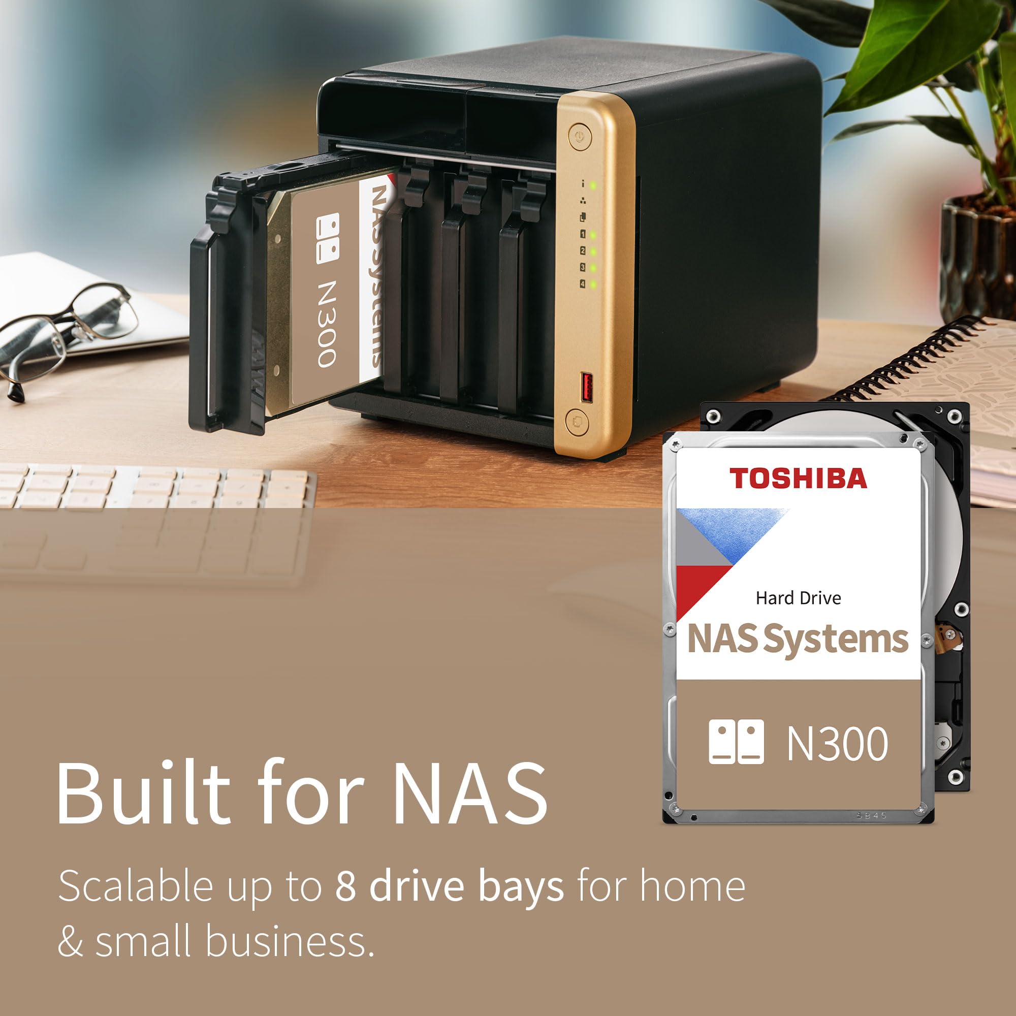 Toshiba 6TB N300 Internal Hard Drive - NAS 3.5 Inch SATA HDD Supports Up to 8 Drive Bays Designed for 24/7 NAS Systems, New Generation (HDWG480UZSVA)