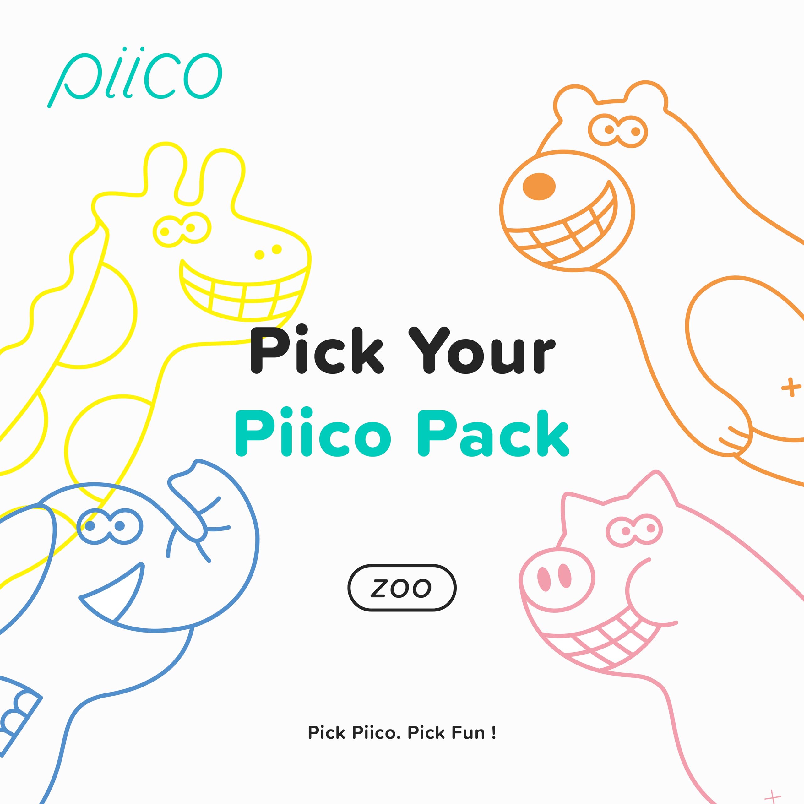 Piico Unflavored Kids Floss - No Fluoride Dual Line Dental Floss Picks - Fun Oral Care in Colorful Floss Sticks Design - Kids Flossers Avoid Tooth Decay & Gum Disease - 80 Count Zoo