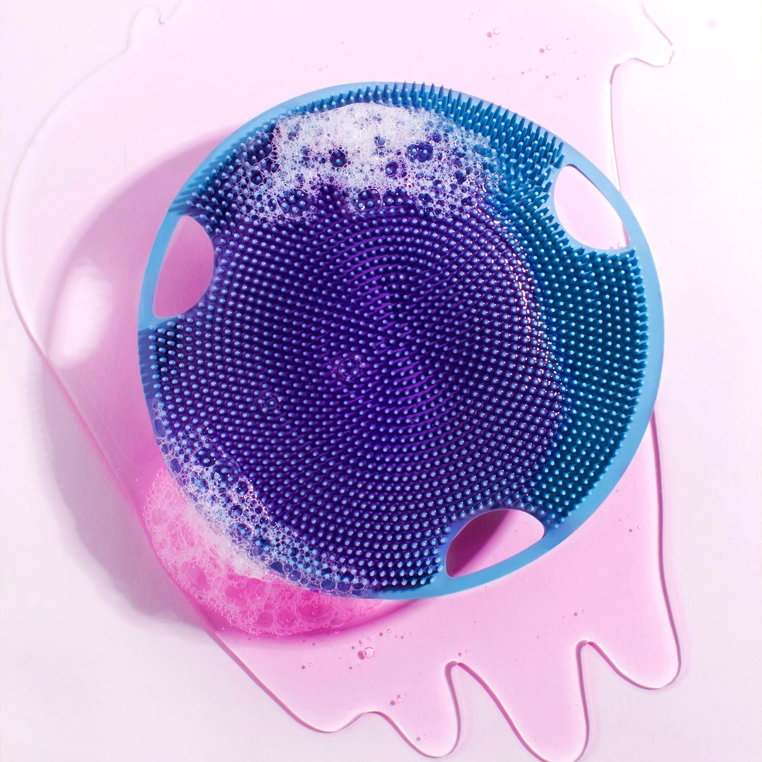 Boie USA Flat Body Scrubber - Soft Silicone-Like Exfoliating Shower Scrubber & Body Cleansing Brush - Stick-to-Wall Loofah Replacement - Antimicrobial Body Exfoliator for All Skin Types - Blue