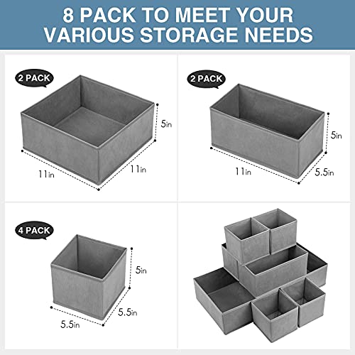 14 Pack Sock Underwear Drawer Organizer Dividers, Foldable Fabric Dresser Drawer Organizers for Clothing, Bra, Sock, Undies, Tie, Belt, Scarf