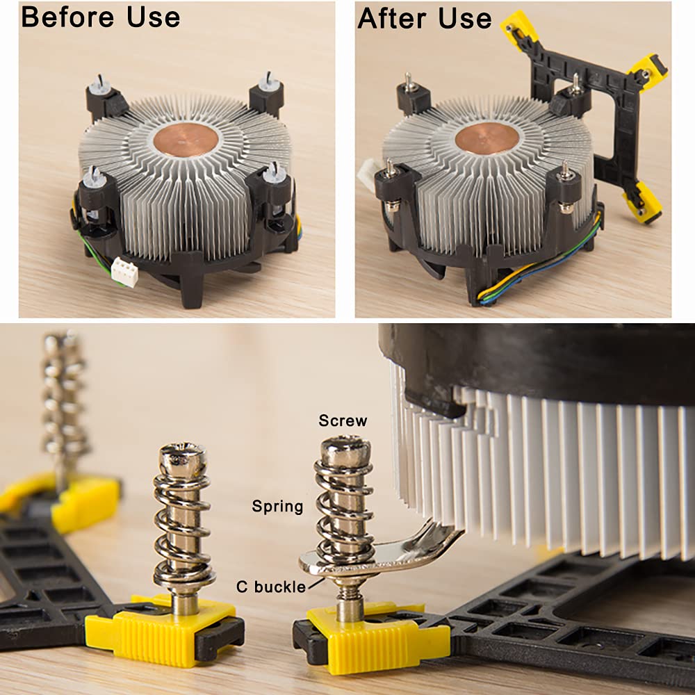 Adjustable Motherboard Backplate CPU Heatsink Mounting Bracket Kit Compatible with Intel LGA 775 1150 1155 1156 1366 Motherboard CPU Radiator Holder Backplate Snap Fix Screw Bolts