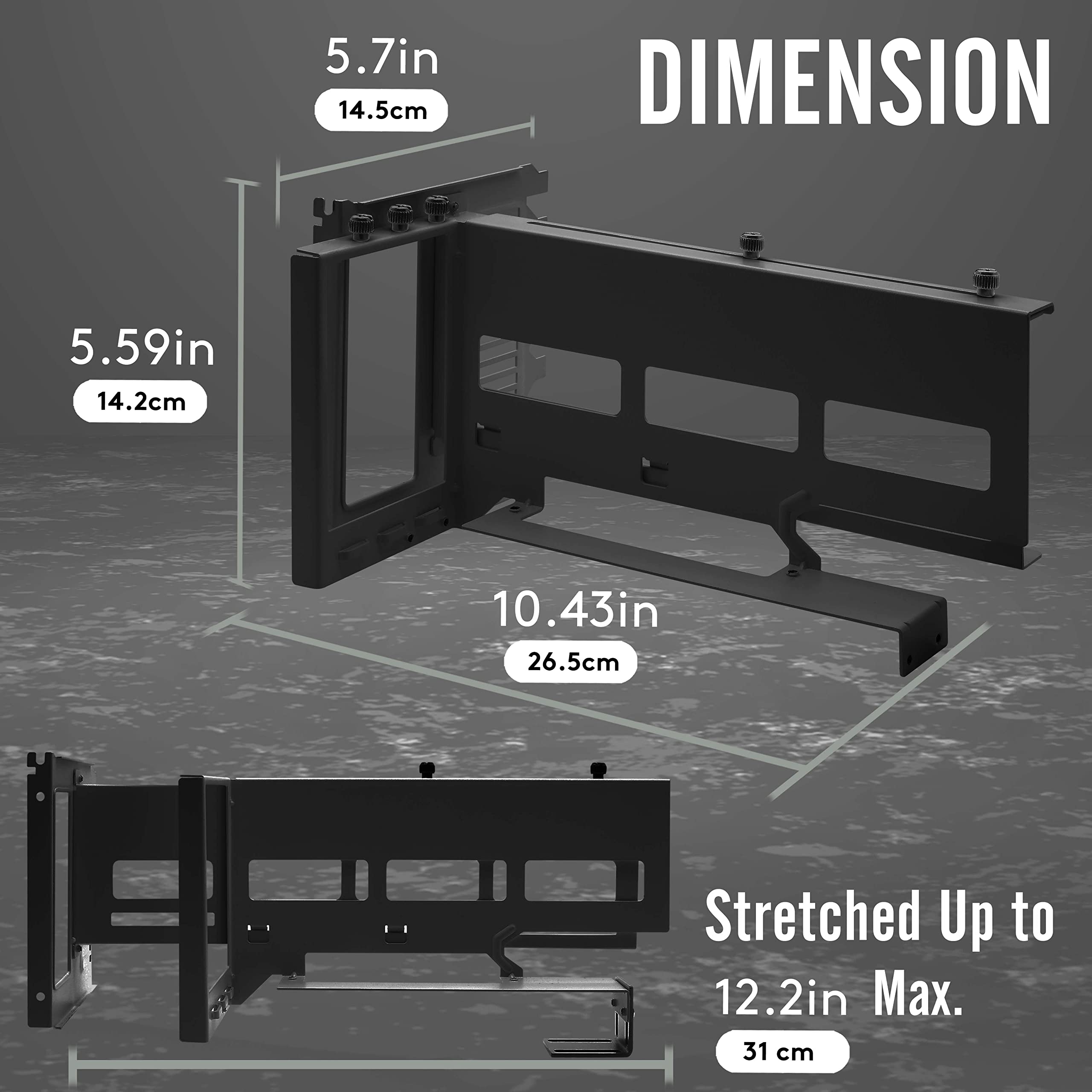 EZDIY-FAB Vertical PCIe 4.0 GPU Mount Bracket Graphic Card Holder with 5V 3 Pin ARGB LED Module, Video Card VGA Support Kit with PCIe 4.0 X16 Gen4 17cm/6.69in Riser Cable 90 Degree Right Angle (Black)