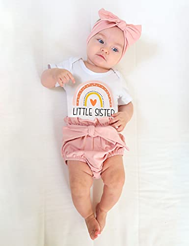 KANGKANG Newborn Baby Girl Clothes Rainbow Romper Short Sets Infant Girl Summer Little Sister Outfits 3PC