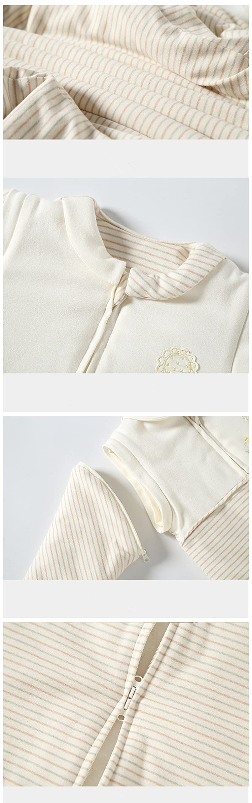 OuYun Baby Sleeping Bag 100% Cotton Sleeves Detachable Wearable Blanket Winter,Sunflowers,Meduim