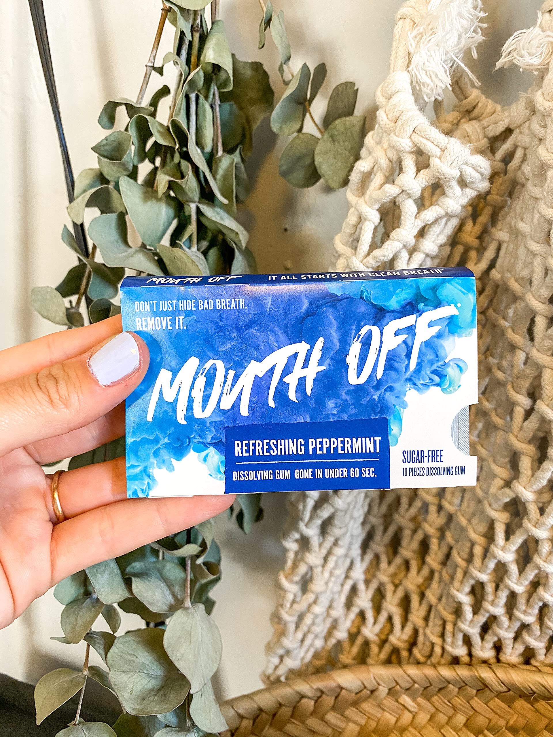 Mouth Off Breath Freshening Fast Dissolving Sugar-Free Gum, Refreshing Peppermint