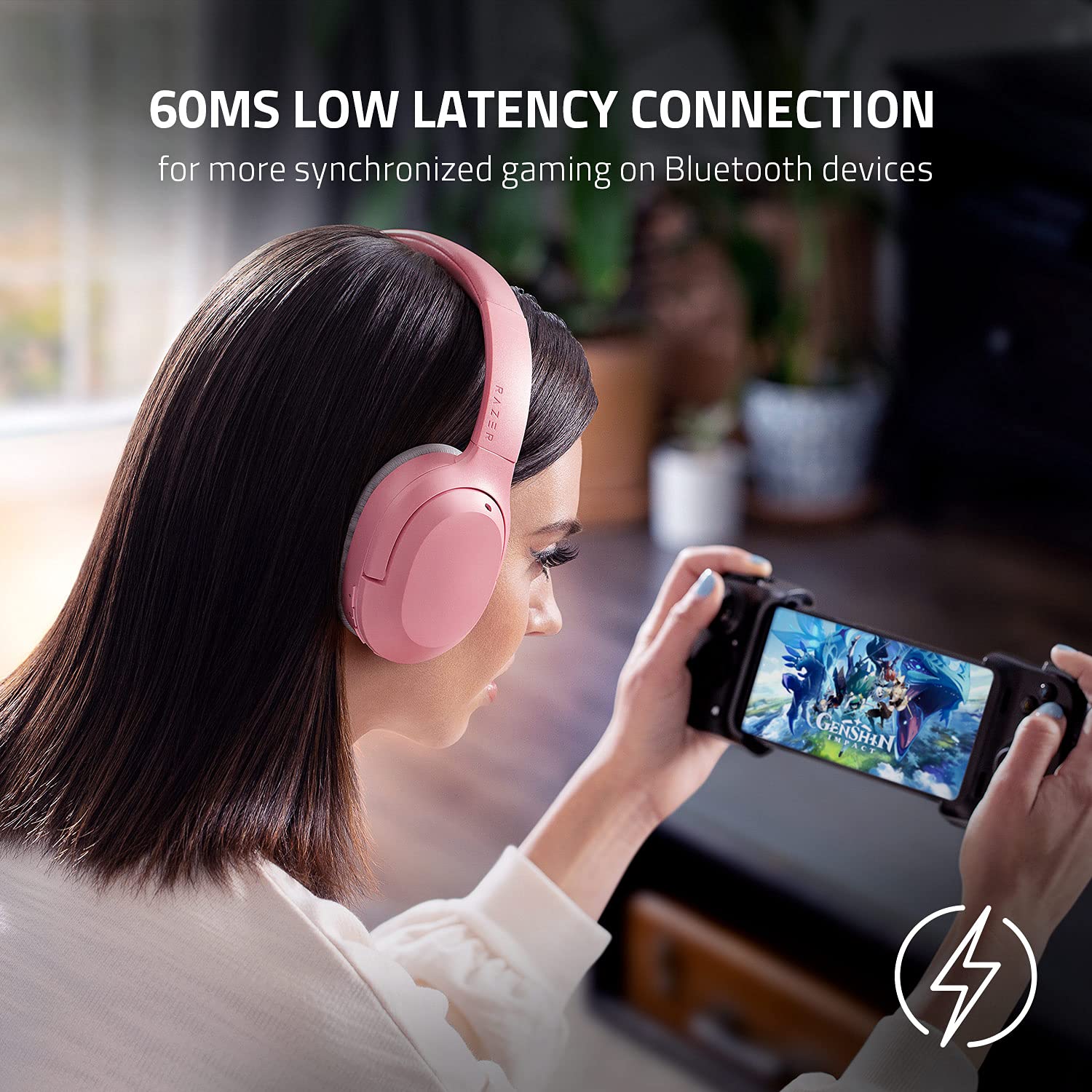 Razer Opus X Wireless Low Latency Headset: Active Noise Cancellation (ANC) - Bluetooth 5.0-60ms Low Latency - Customed-Tuned 40mm Drivers - Built-in Microphones - Mercury (Renewed)