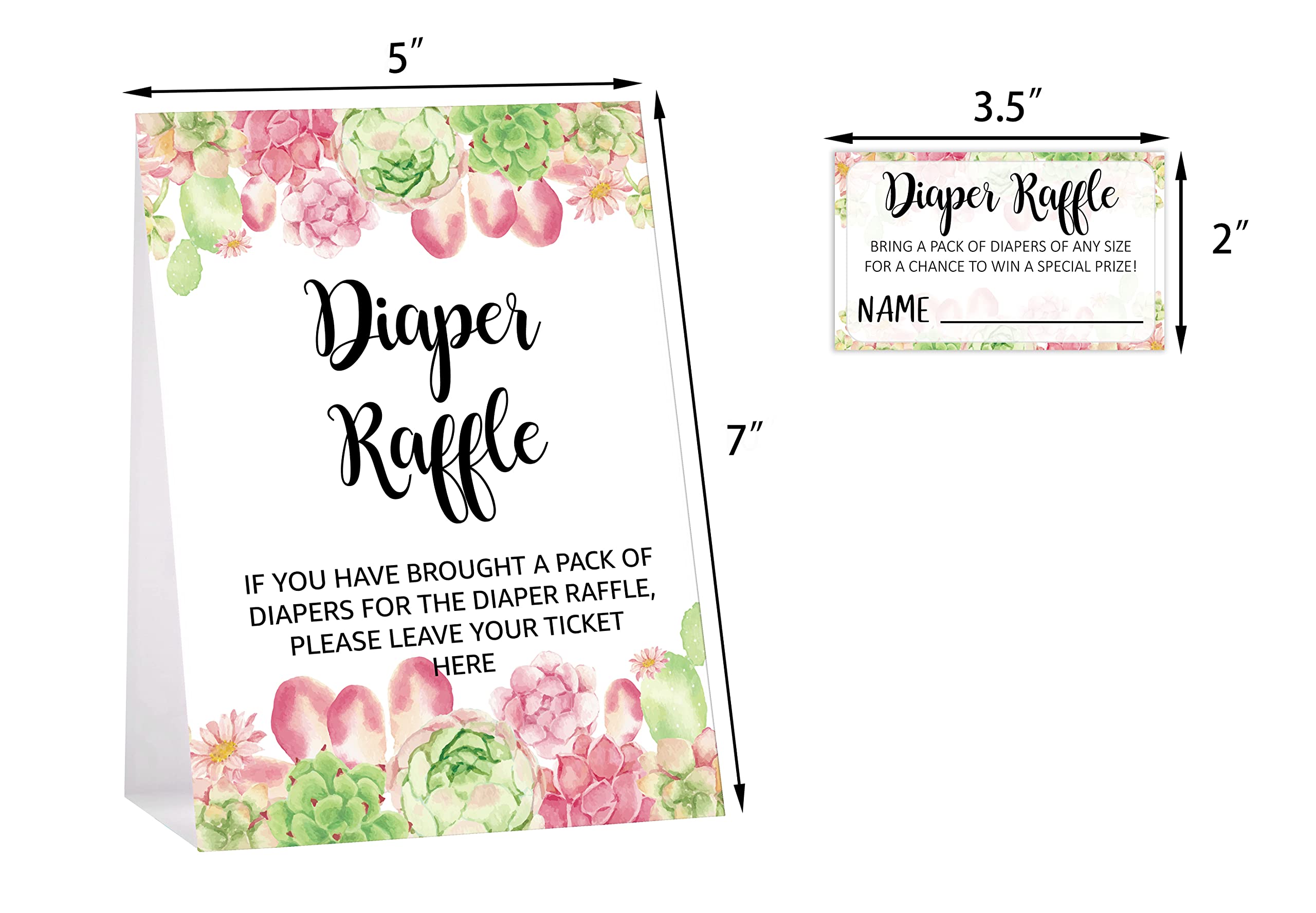Diaper Raffle Tickets and Sign Shower Games, Decorations, Party Favors – 1 Sign, 50 Cards per Pack(DIAPER-C002)