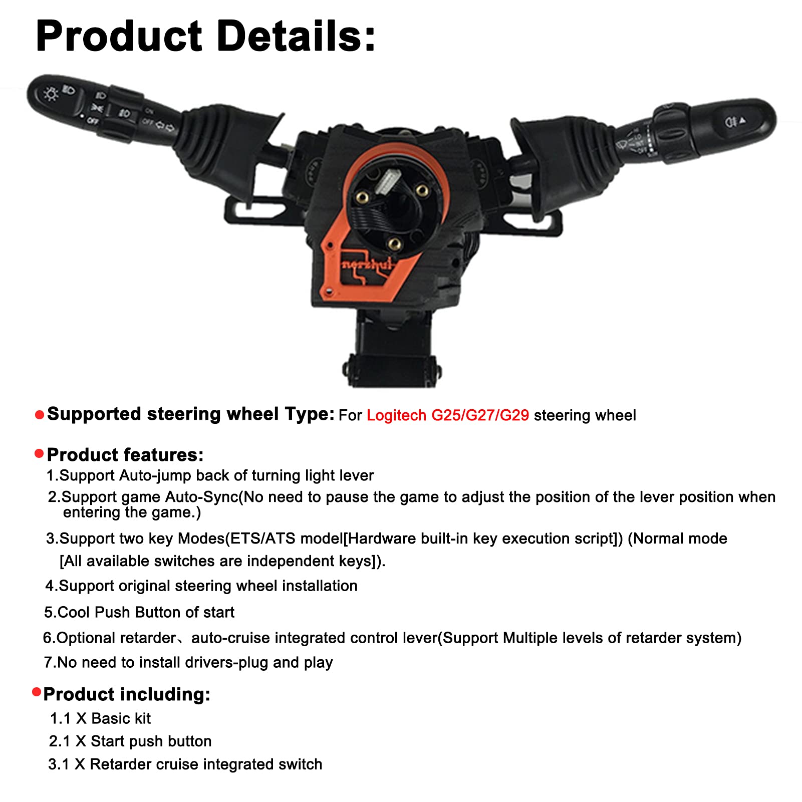 [Upgrade 2021 Version] DIY Racing Simulator Steering Wheel Turn Signal Wiper Lever Switch For Logitech G27/G29/ Thrustmaster T300/T300 RS GT,only for PC (For G920/G923 Basic Modification Kit)