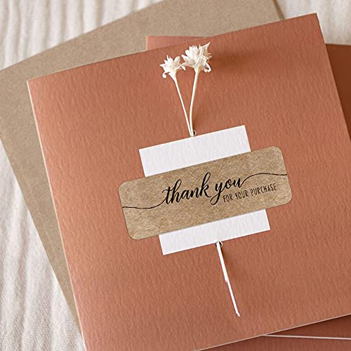 Thank You Rectangular Sticker Roll, Kraft Paper Thank You Label Stickers, 360 Pcs 3 x 1 inch Unique Designed Labels for Envelope Packaging Bags and Handmade Products by HubHnb