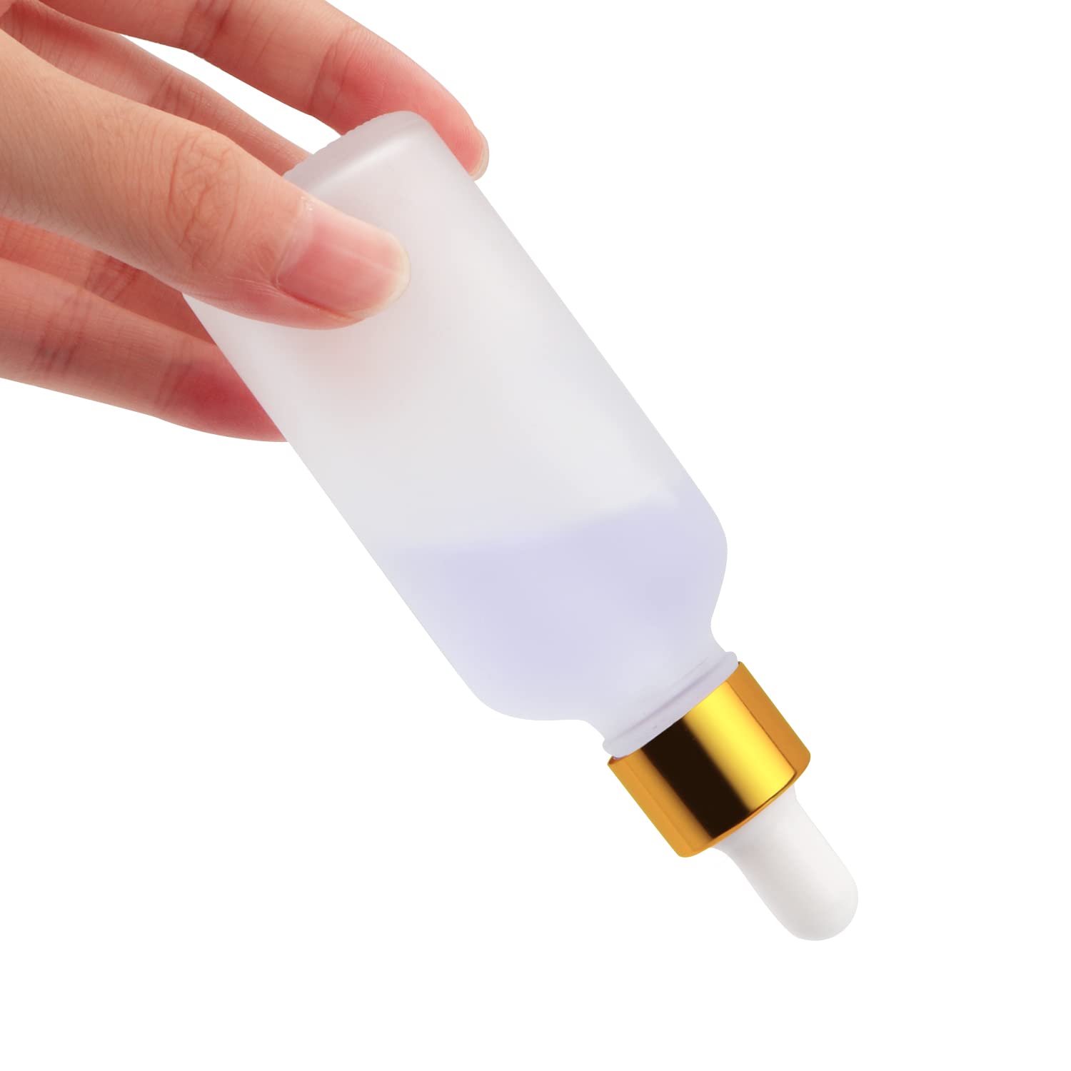 6 Pack,Frosted Glass Dropper Bottle for Essential Oils,Empty Glass Liquid Holder With Glass Eye Dropper,Golden Caps Travel Perfume Cosmetic Container-Pipette&Funnel included (50ml/1.7 fl oz)