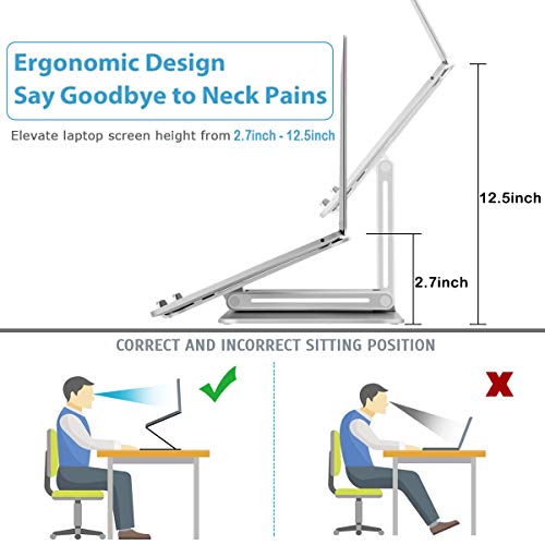 B-Land Laptop Stand, Ergonomic Adjustable Laptop Holder Laptop Riser Aluminum Notebook Computer Holder Stand Compatible with MacBook, Air, Pro, Dell XPS, Samsung, Lenovo, Alienware All Laptops 10-17"