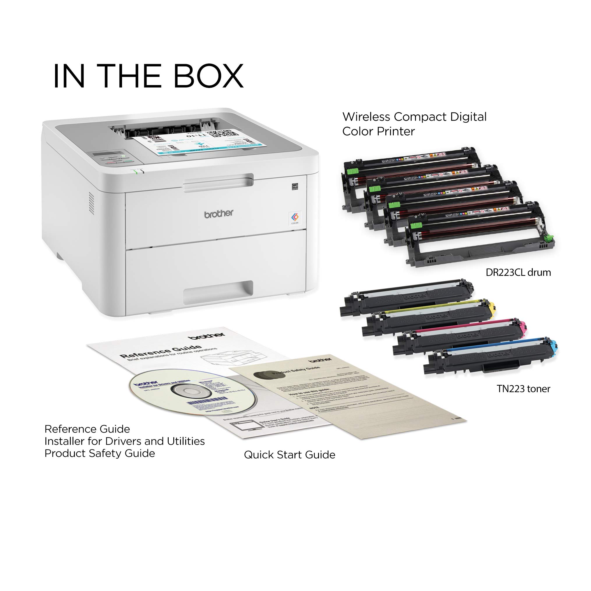 Brother HL-L3210CW USB & Wireless Digital Color Laser Printer for Home Business Office - Single-Function: Print Only - 19 ppm, 600 x 2400 dpi, 250-Sheet Capacity, USB Printer Cable