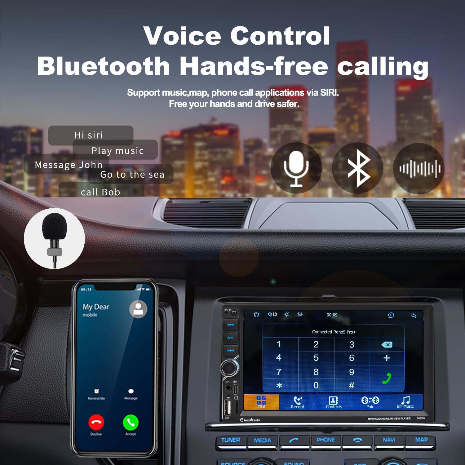 [Upgrade Wireless] Alondy Double Din Car Stereo,Compatible with Wireless Apple CarPlay Android Auto,Type-C USB,7" Touchscreen,Mirror Link,Backup Camera,Bluetooth Voice Control AUX SD DSP FM Radio