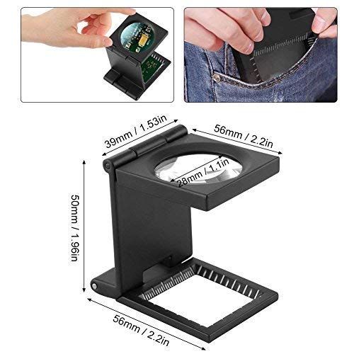 10X 28mm Mini Three-Folding 10X Magnifier Zinc Alloy Magnifier Magnifying Glass with Scale for Textile Optical Jewelry Tool, Pack of 3