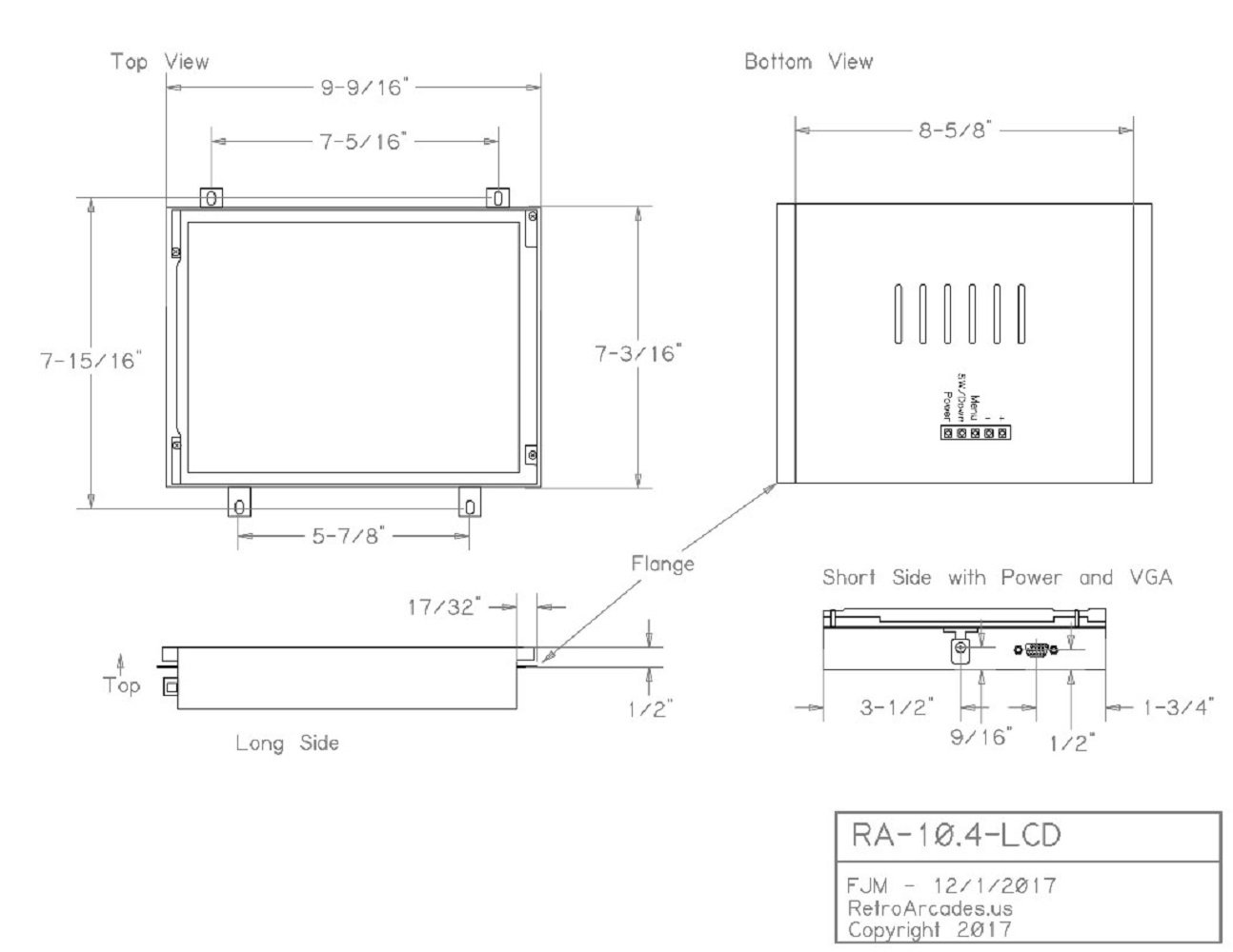 10.4 Inch Arcade Game LCD Monitor, for Jamma, MAME, and Cocktail Game cabinets, Also Industrial PC Panel mountable