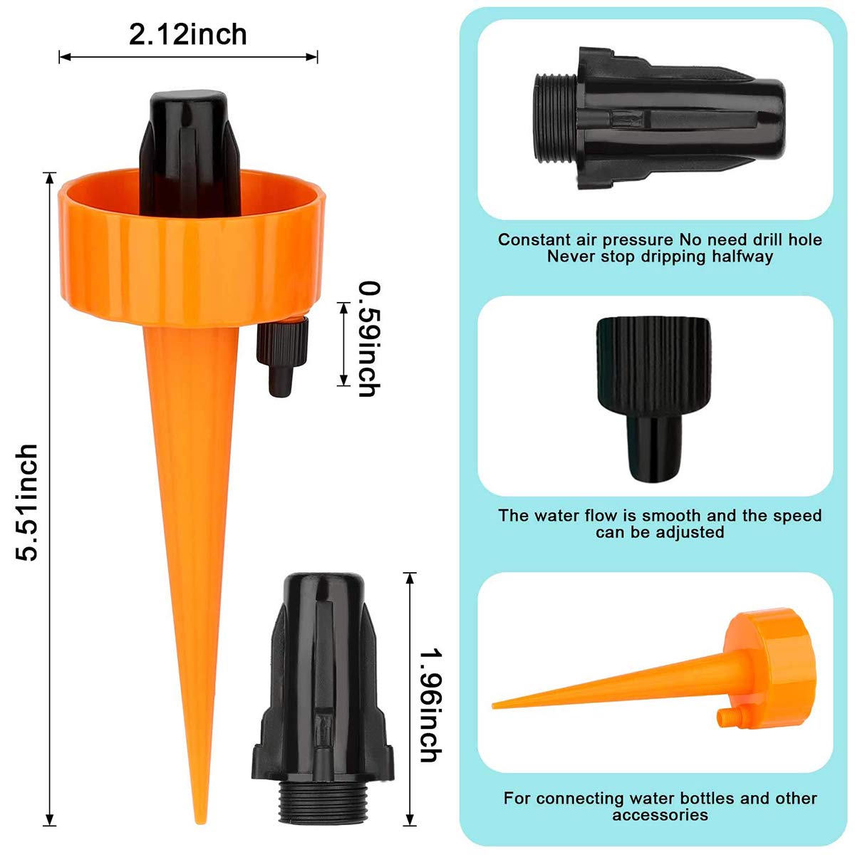 ENIVING 12PCS Automatic Watering Device, Plant Self Watering Spikes With Slow Release Control Valve Switch Plant System Adjustable Water Volume Drip System for Vegetable Gardens, Lawn,Flower Beds