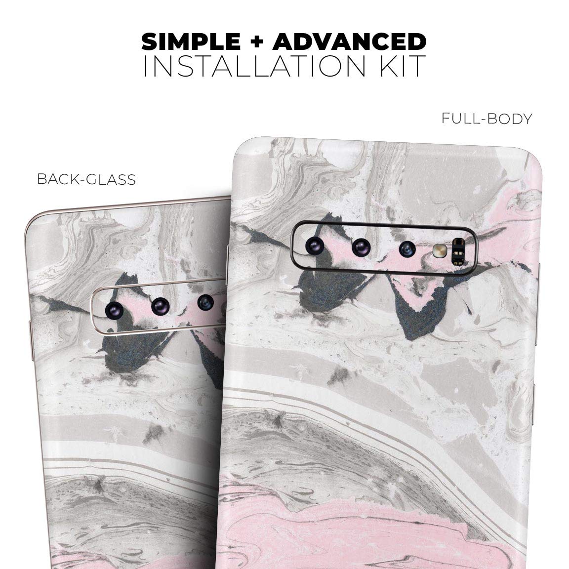 DesignSkinz Mixtured Pink and Gray Textured Marble Protective Vinyl Decal Wrap Skin Cover Compatible with The Samsung Galaxy S20 (Screen Trim & Back Glass Skin)