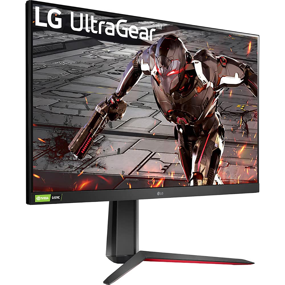 LG 32GN550-B 32 Inch Ultragear FHD 165Hz HDR10 Gaming Monitor with G-SYNC Bundle with Deco Gear Mechanical Keyboard Cherry MX Red w/Ergonomic Palm Rest, Anti-Ghost, Custom RGB