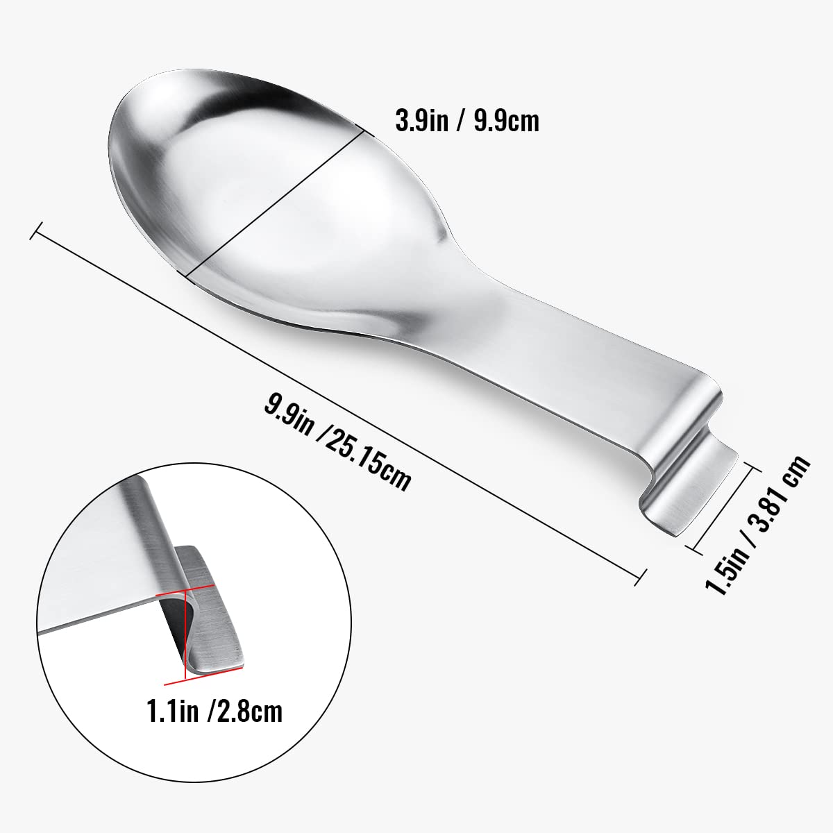 1 PCS Stainless Steel Spoon Rest, Spoon Holder for Stove Top, Utensil Spoon Rest Holder, kitchen utensils Holder for Ladles, Spatula, Cooking Utensils or Kitchen Tools (Silver)