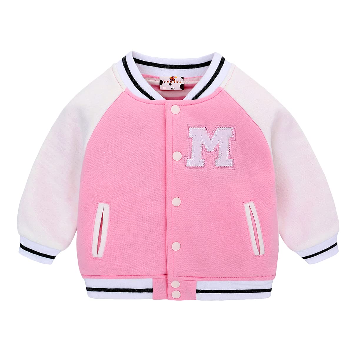 famuka Little Kid Baseball Jacket Warm Cotton Outerwear Toddler Boy Girl Coats (Pink, 2-3T)