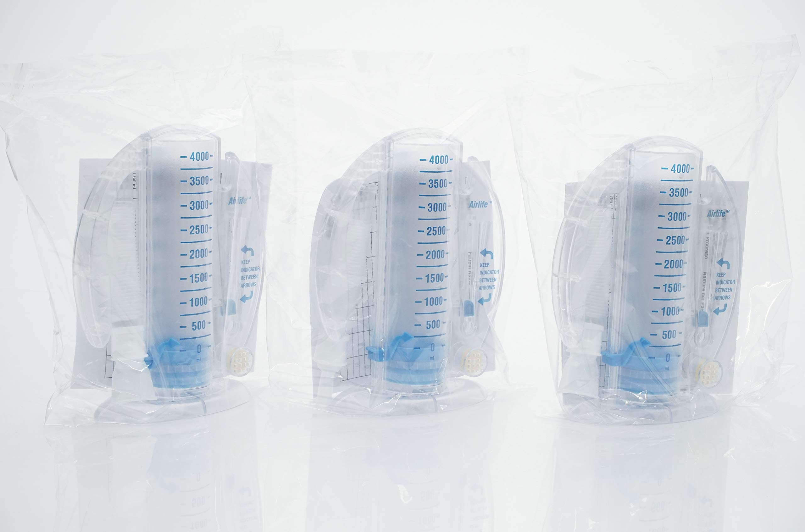 Vyaire Medical 1901A AirLife Volumetric Incentive Spirometers, One Way Valve, 4000 mL, Pack of 12
