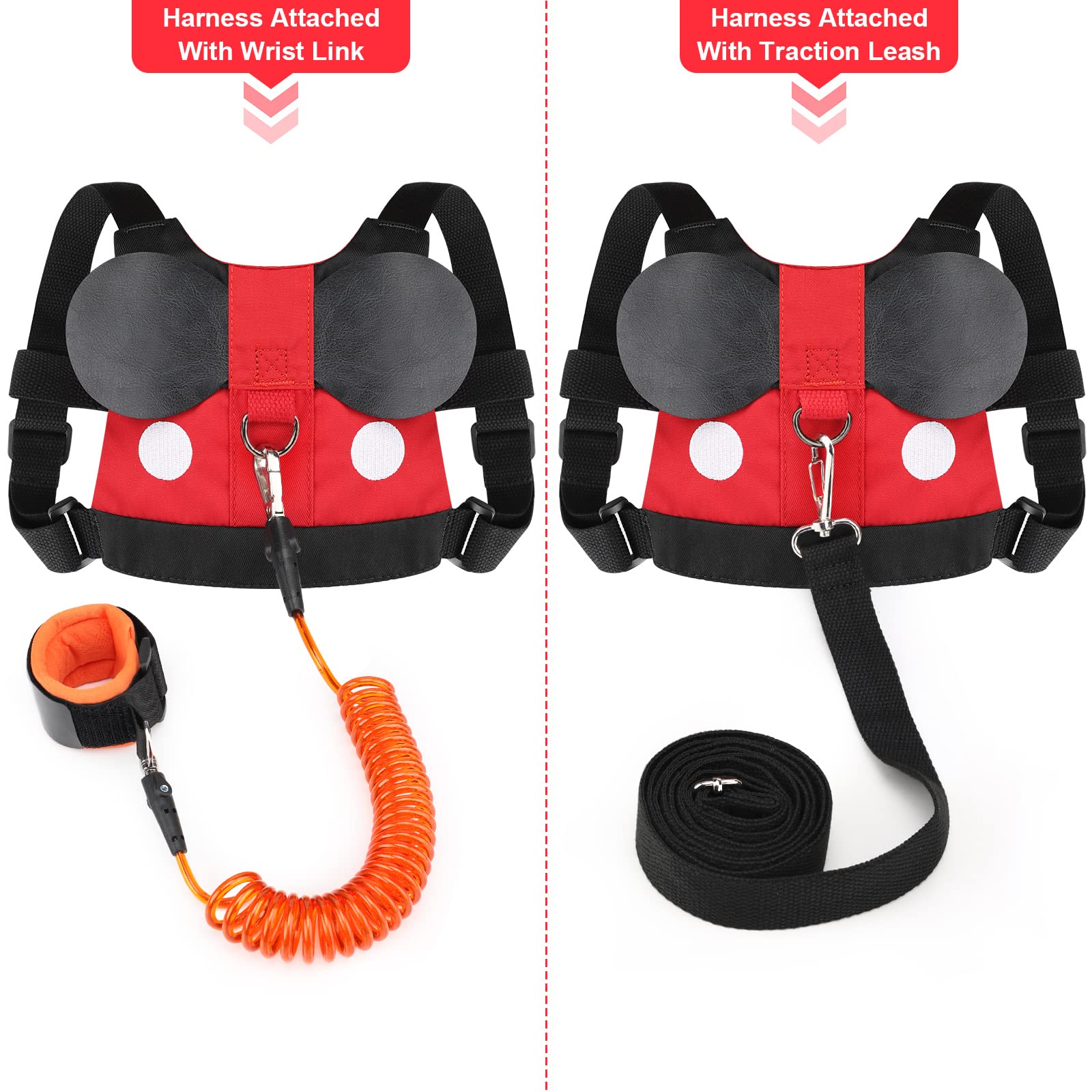 Accmor Toddler Leash Harness, Child Harness Baby Leash + Anti-Lost Wrist Link, Cute Kids Harness with Walking Assistant Strap Belt Tether for 1-5 Years Boys and Girls to Zoo or Mall