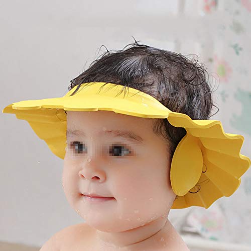 ericotry 3psc Soft Adjustable Baby Kids Bathing Shower Cap Wash Hair Shield Direct Visor Cap(Color Random)