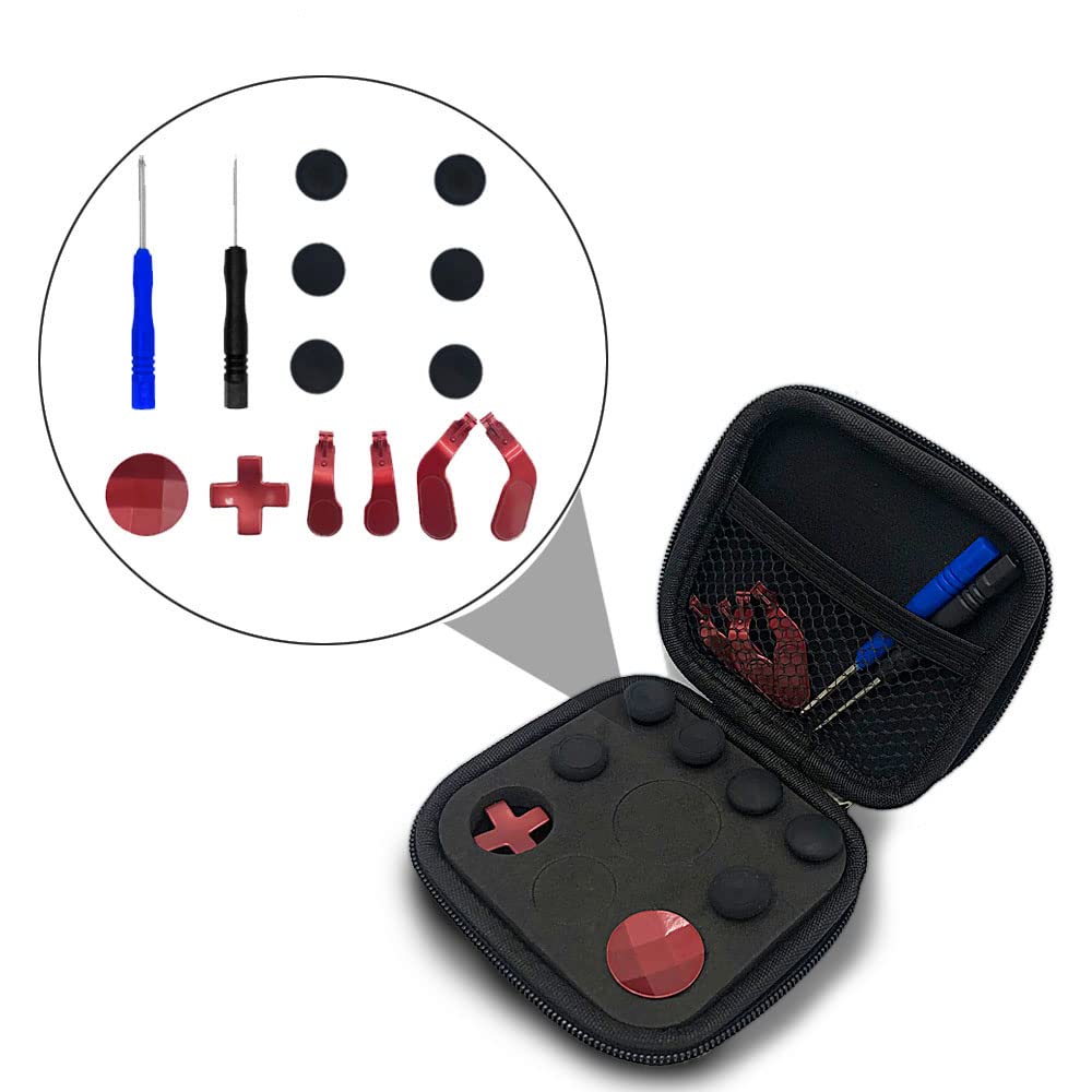 12 in 1 Metal Replacement Thumbsticks, D-Pads, Paddles with Tools for Xbox One Elite Series 1 Controller - Red