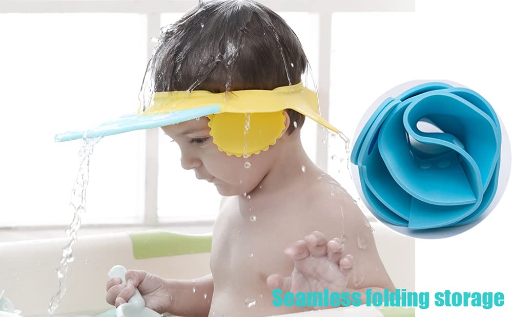 ericotry 3psc Soft Adjustable Baby Kids Bathing Shower Cap Wash Hair Shield Direct Visor Cap(Color Random)